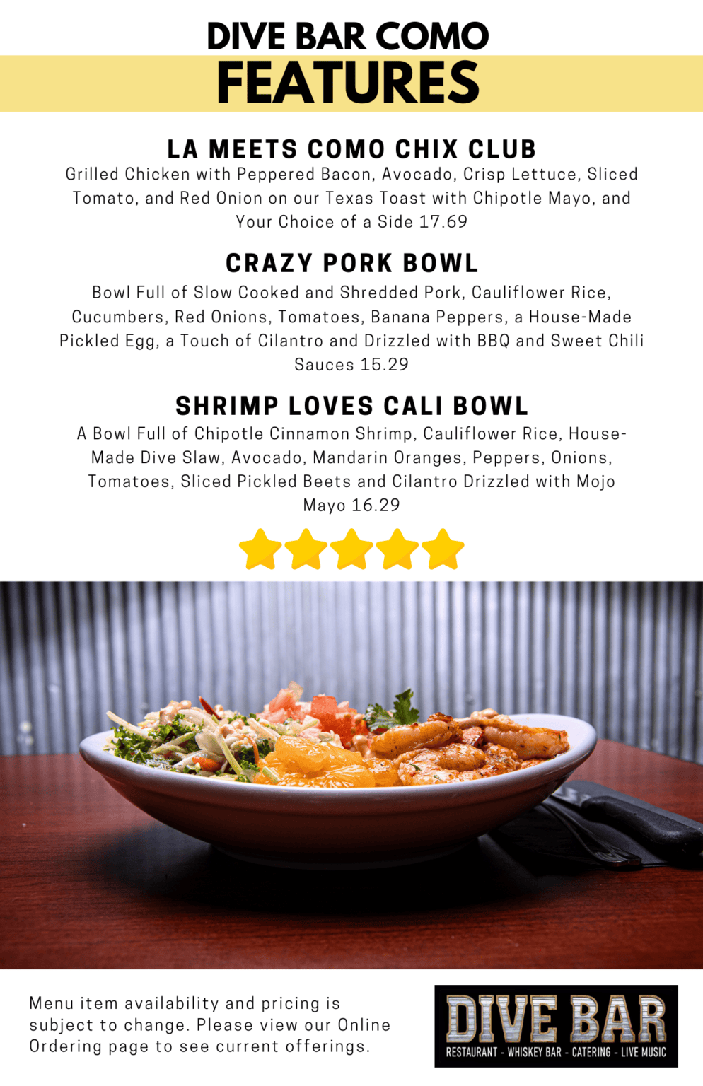 Menu | Brunch, Lunch & Dinner